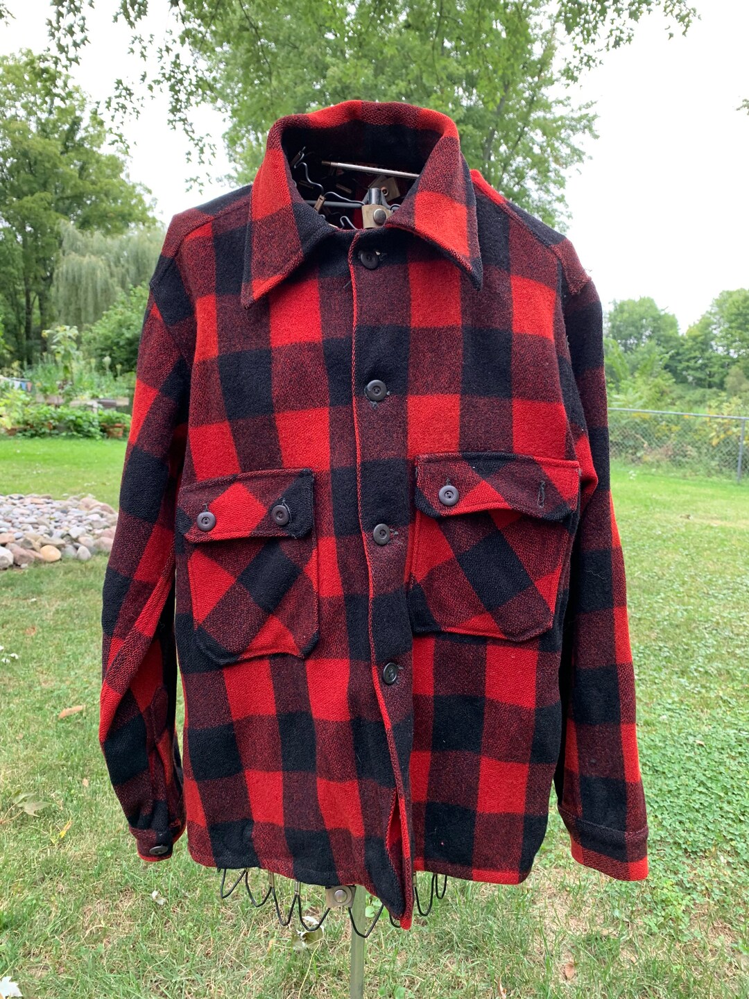 Classic Red Wool Shirt, Sportclad Wool Shirt, Vintage Wool Jacket, Red ...