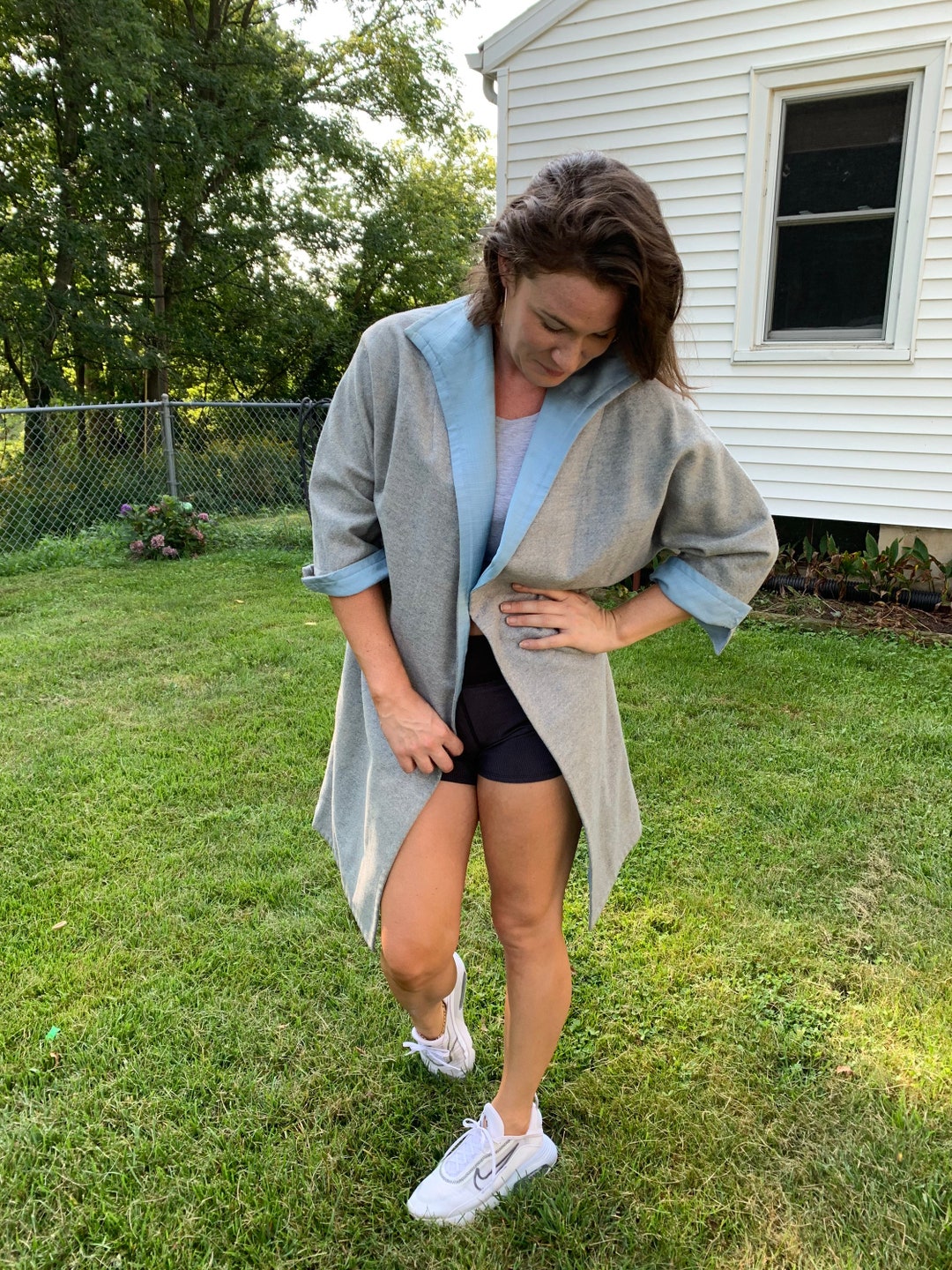 Vintage Blue Duster Jacket, Vintage Duster Coat, Gray Duster Coat ...