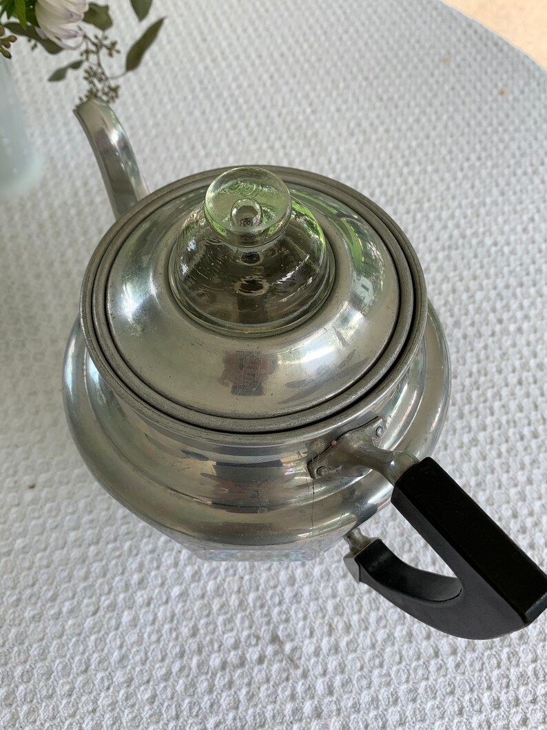 Vintage Perk Coffee Pot, Stovetop Perk Coffee Pot, Wood Handle Coffee ...