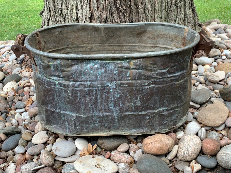 Rustic copper boiling tub vintage copper pot copper tub | Etsy