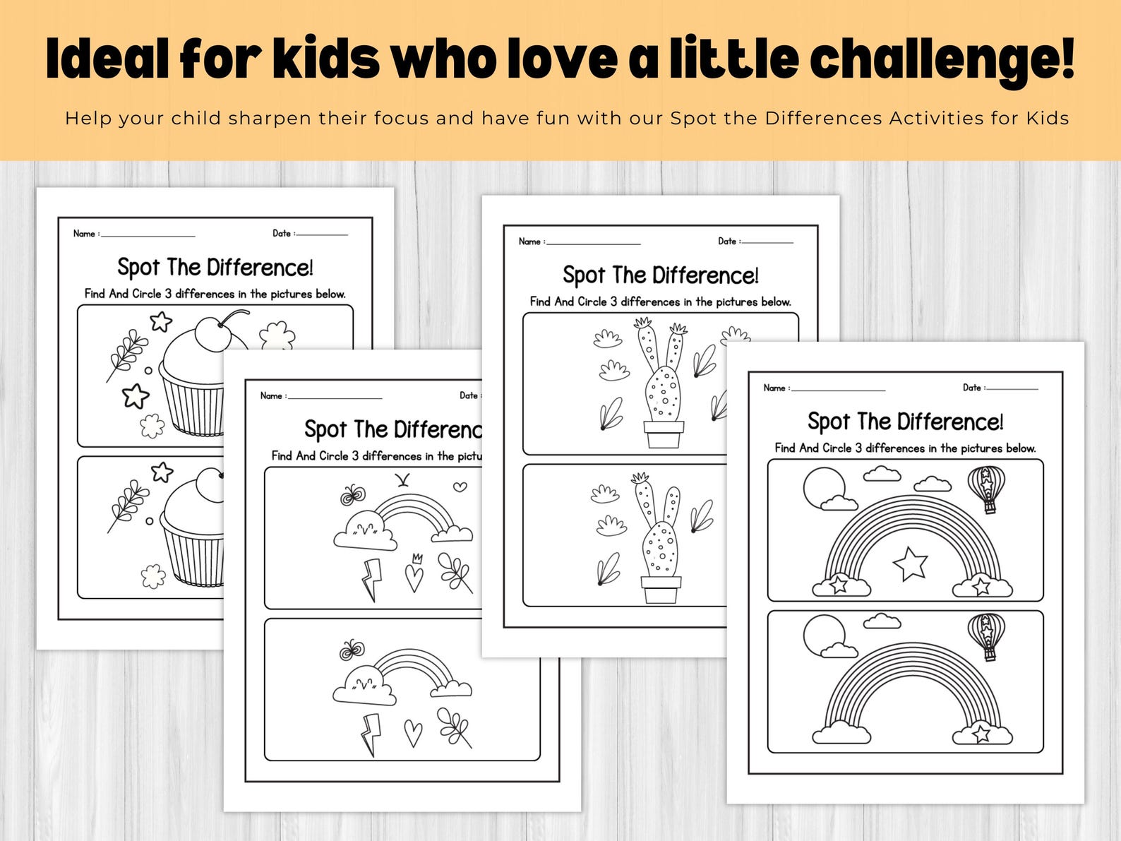 30 Spot the Difference Worksheet With Coloring Pages for Kids – Fun ...