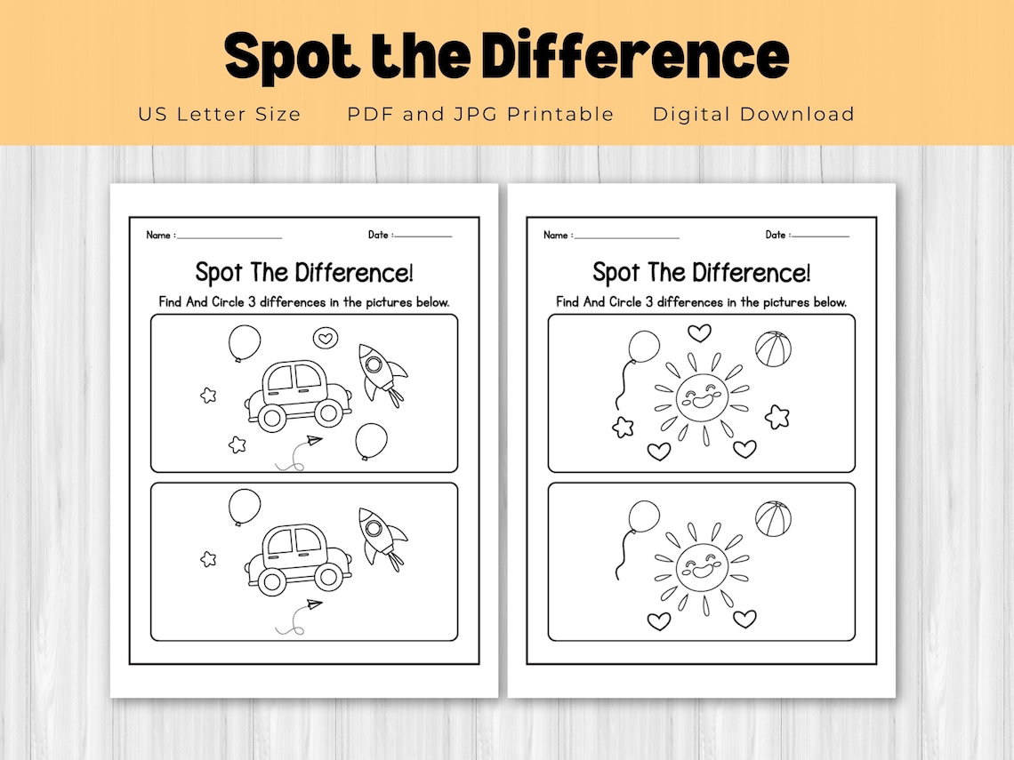 30 Spot the Difference Worksheet With Coloring Pages for Kids – Fun ...