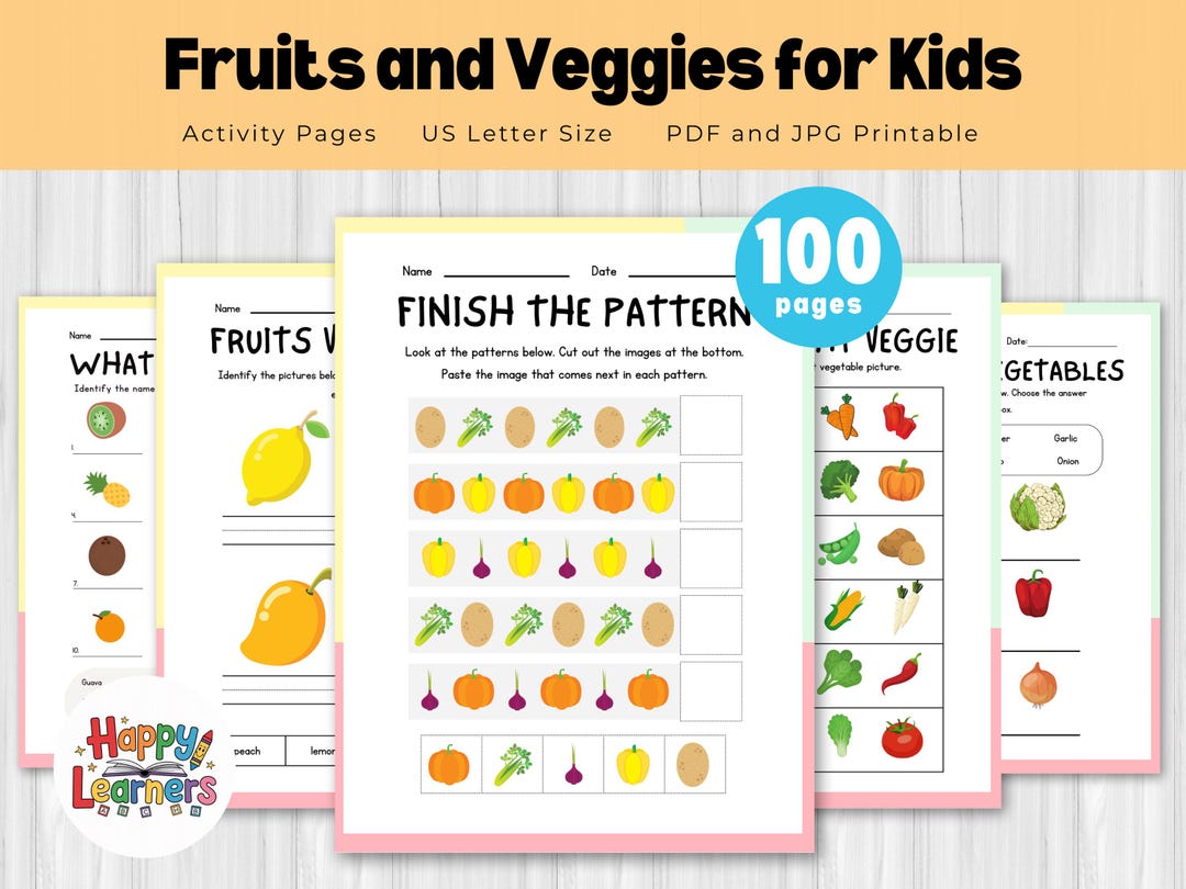 100 Fruits and Vegetables Worksheets for Kids – Printable PDF Fun ...