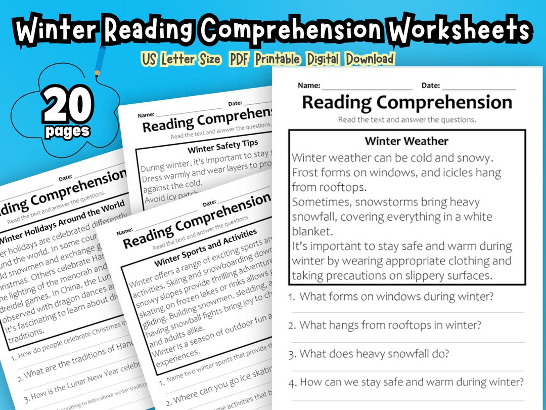 Short Winter Reading Activities for Kindergarten and First Grade, 20 ...