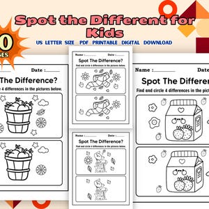 Spot the Different for Kids, 40 Pages of Printable Preschool Puzzles ...
