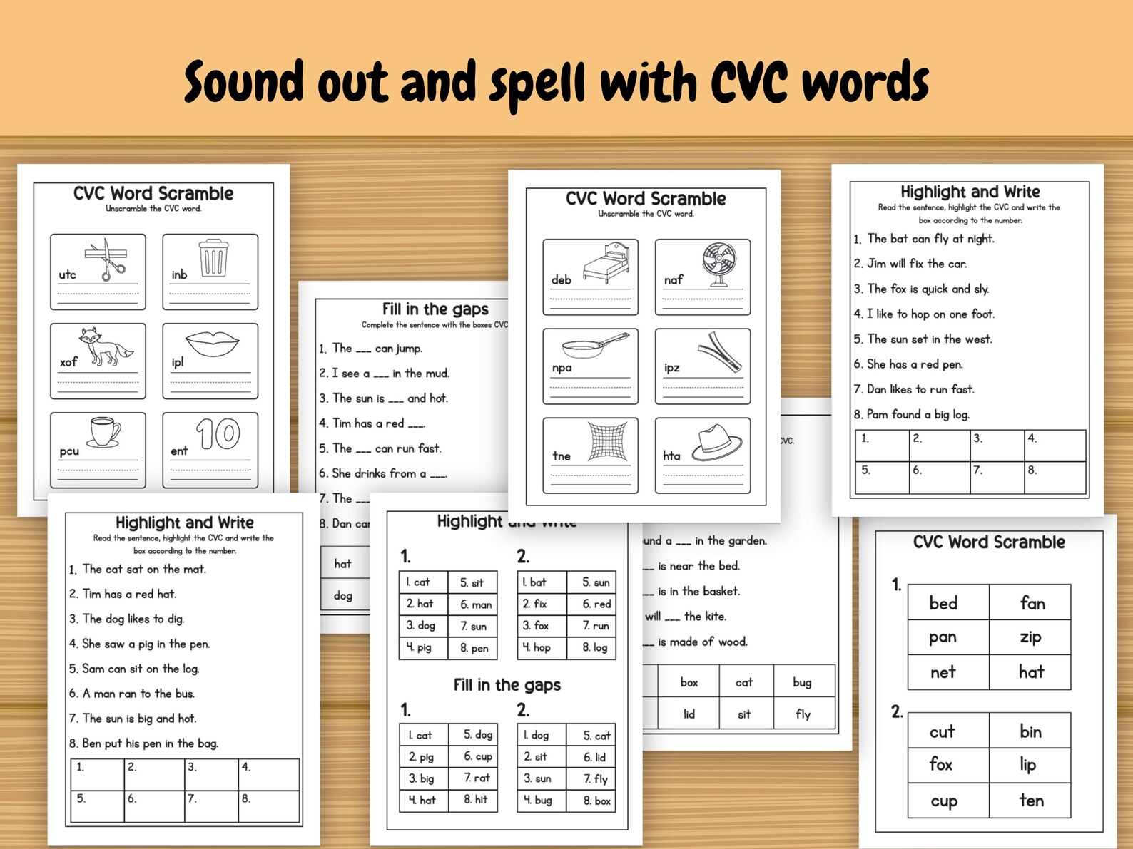 Phonics-based Learning Pack With 54 Pages of CVC Word Practice for ...