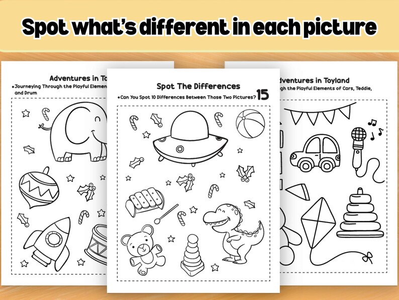 Kids’ Spot the Differences Puzzle Book, Printable 30 Pages Pdf of Brain ...