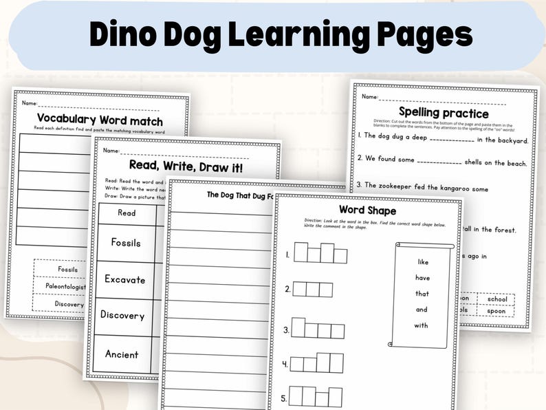15 Page Printable Dino Discovery Literacy Pack for Preschool and ...