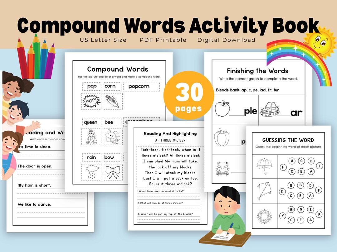 Printable Compound Words Worksheets | 30 Pages | Match & Learn Word ...