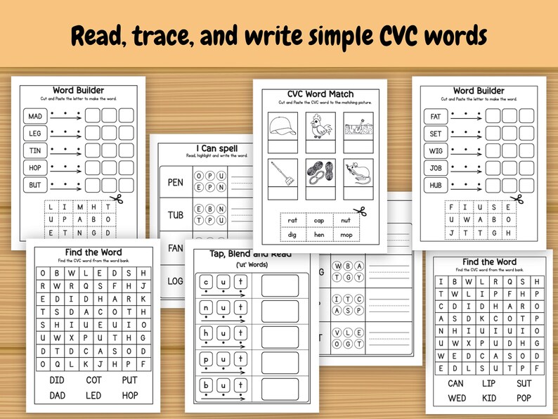 Phonics-based Learning Pack With 54 Pages of CVC Word Practice for ...