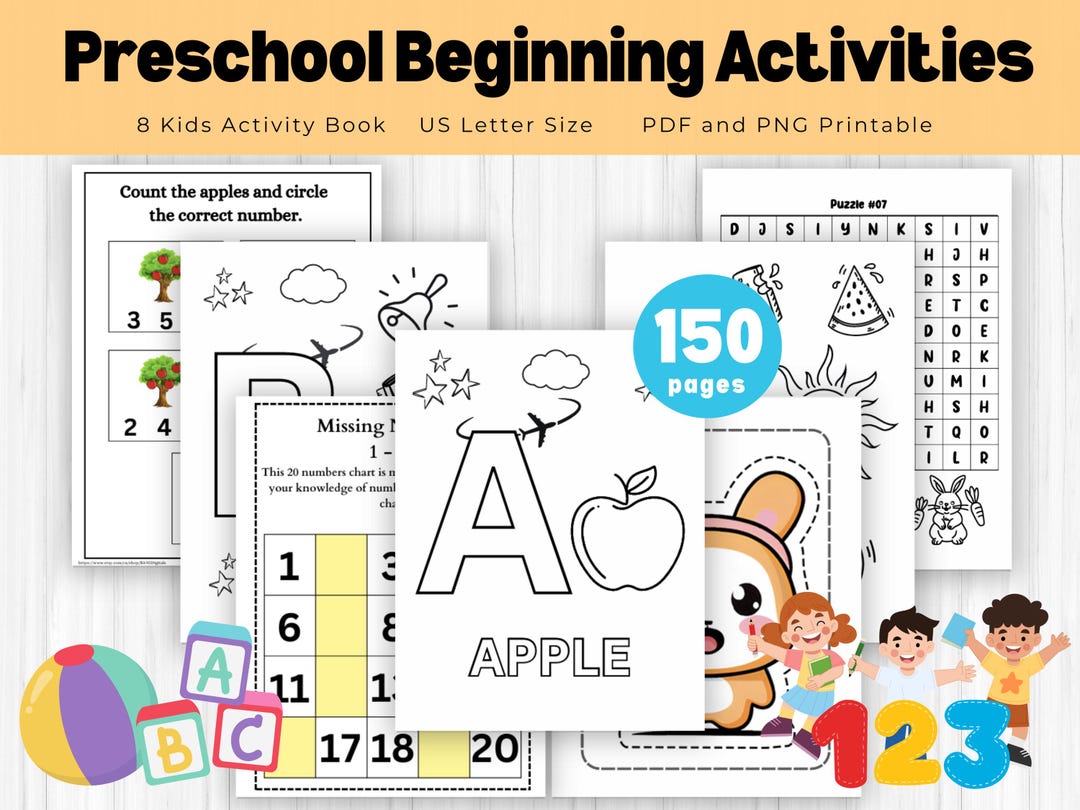 150 Preschool Pre-k + Kindergarten Learning Bundle | Printable Activity ...