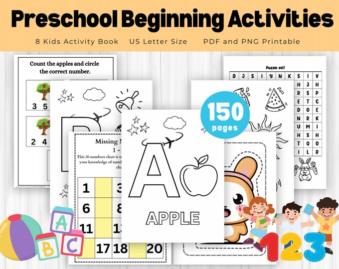 Printable Pre-kindergarten Activity Worksheets Bundle | Preschool Pre-k ...