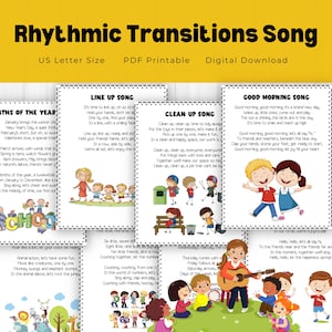 Printable Preschool Transition Songs, 26 Pages, Rhythmic Classroom ...