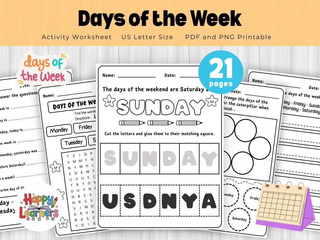Days of the Week Worksheet, PDF Printable Handwriting Practice Activity ...