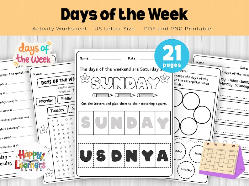 Days of the Week Worksheet, PDF Printable Handwriting Practice Activity ...