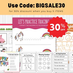 Kindergarten + Preschool Pre-k Learning Bundle | 200 Pages | Printable ...
