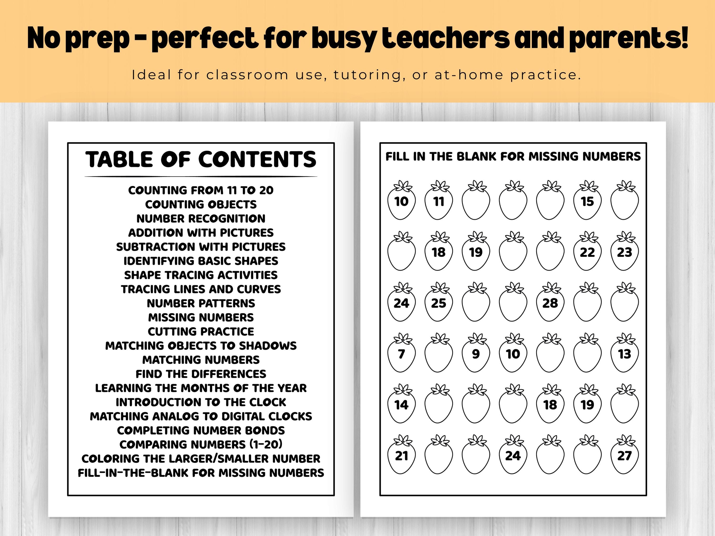 150 Pre-k & Kindergarten Math Worksheet Bundle – Printable PDF ...