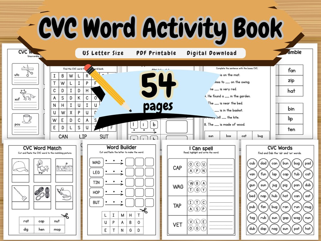 Phonics-based Learning Pack With 54 Pages of CVC Word Practice for ...
