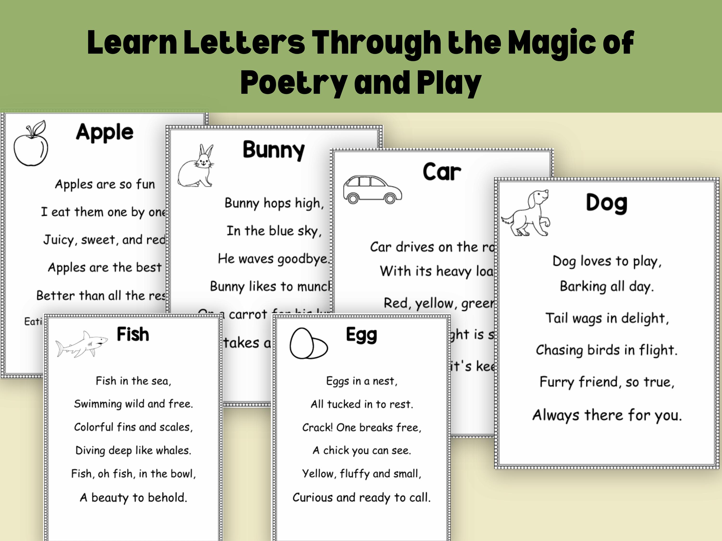 Printable Alphabet Poems & Tracing | 52 Pages | A to Z Rhymes With ...