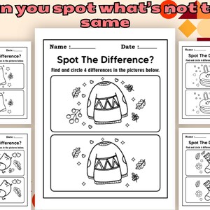 Spot the Different for Kids, 40 Pages of Printable Preschool Puzzles ...