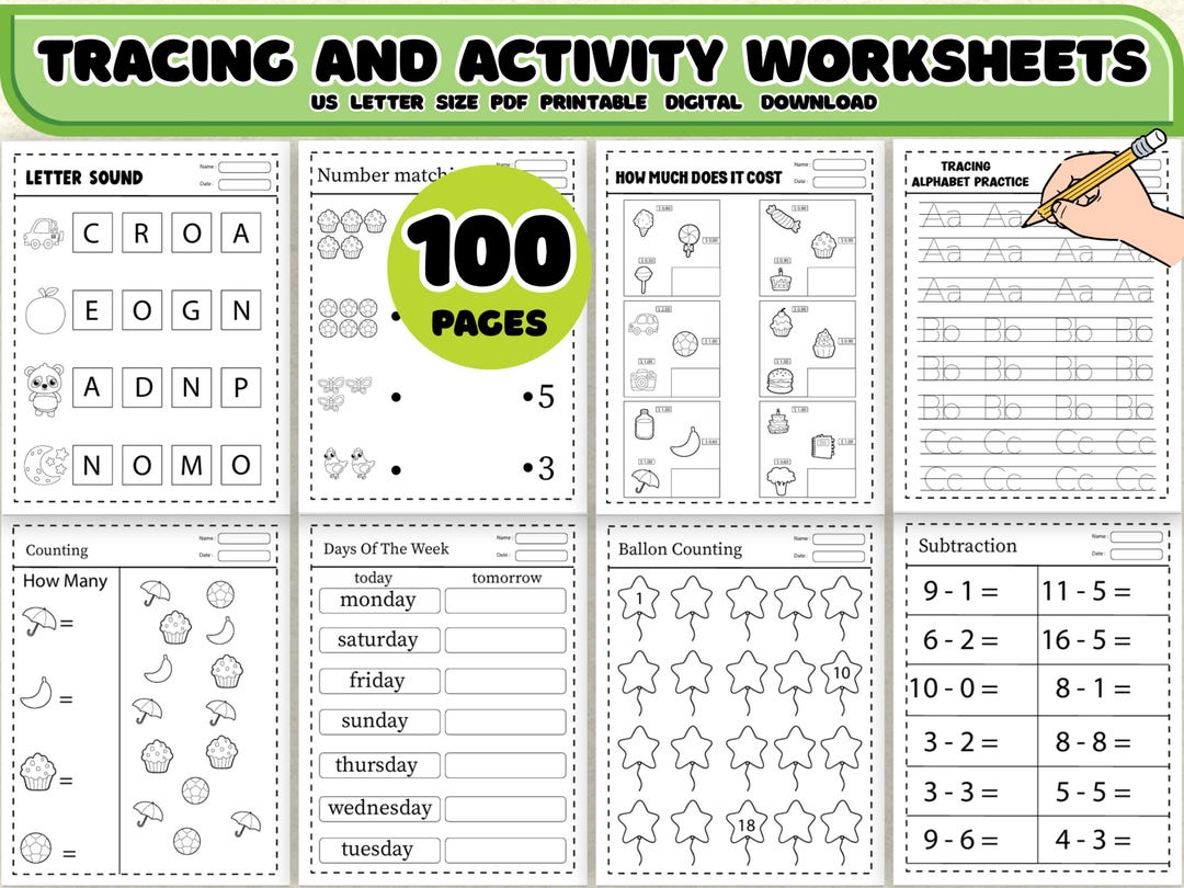 Tracing Worksheets for Kids, 100 Pages of Fun Pre-writing Lines and ...