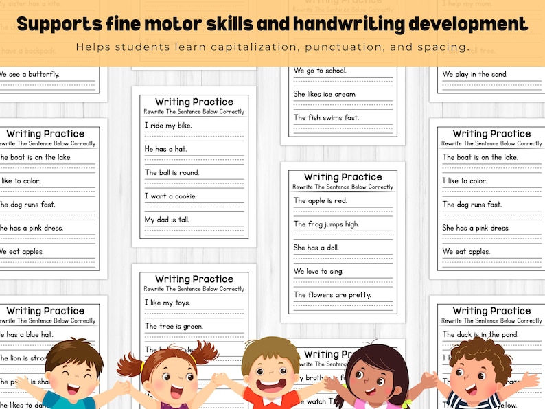 300 Sentence Writing Practice Pages for Kids, Printable Write the ...