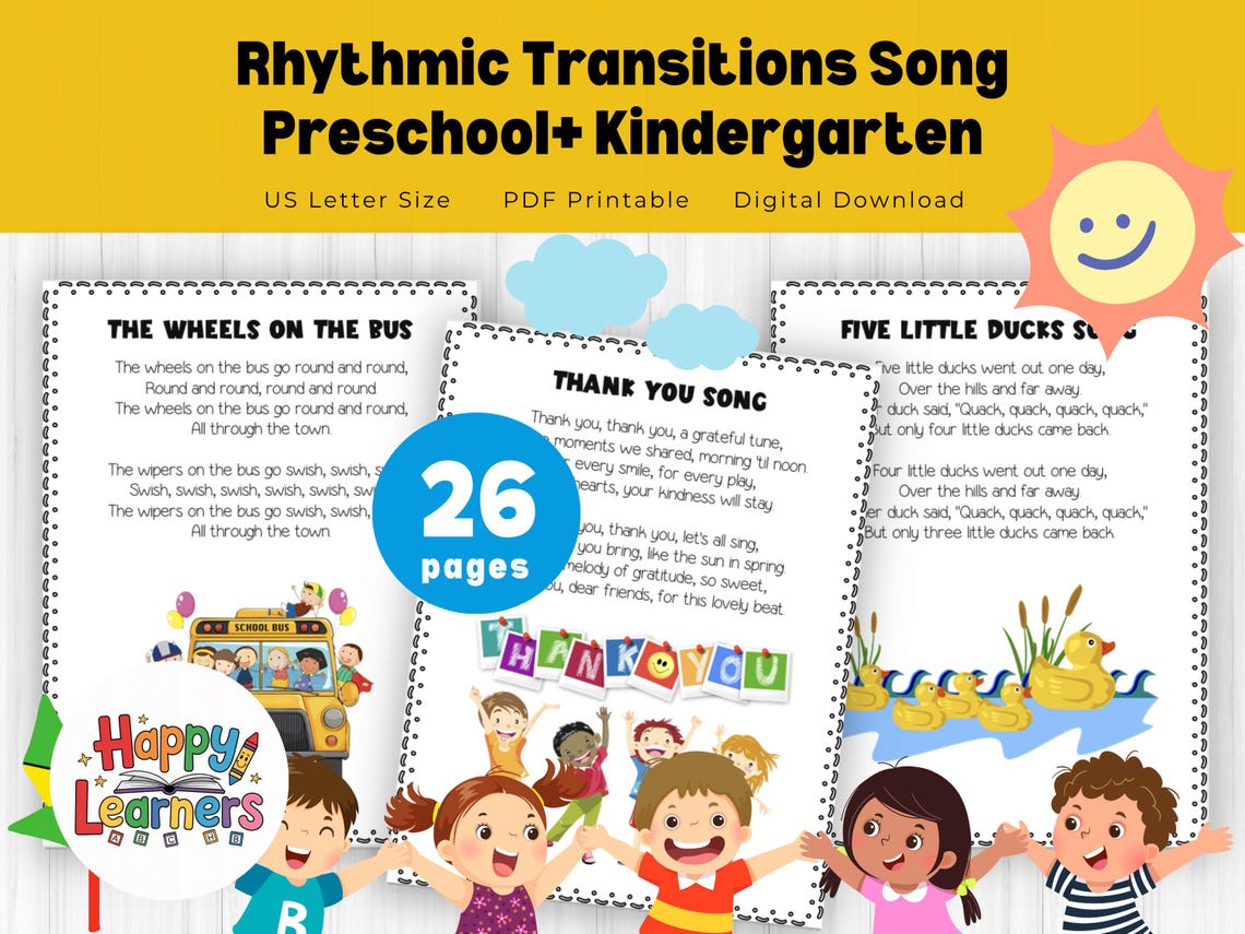 Printable Preschool Transition Songs, 26 Pages, Rhythmic Classroom ...