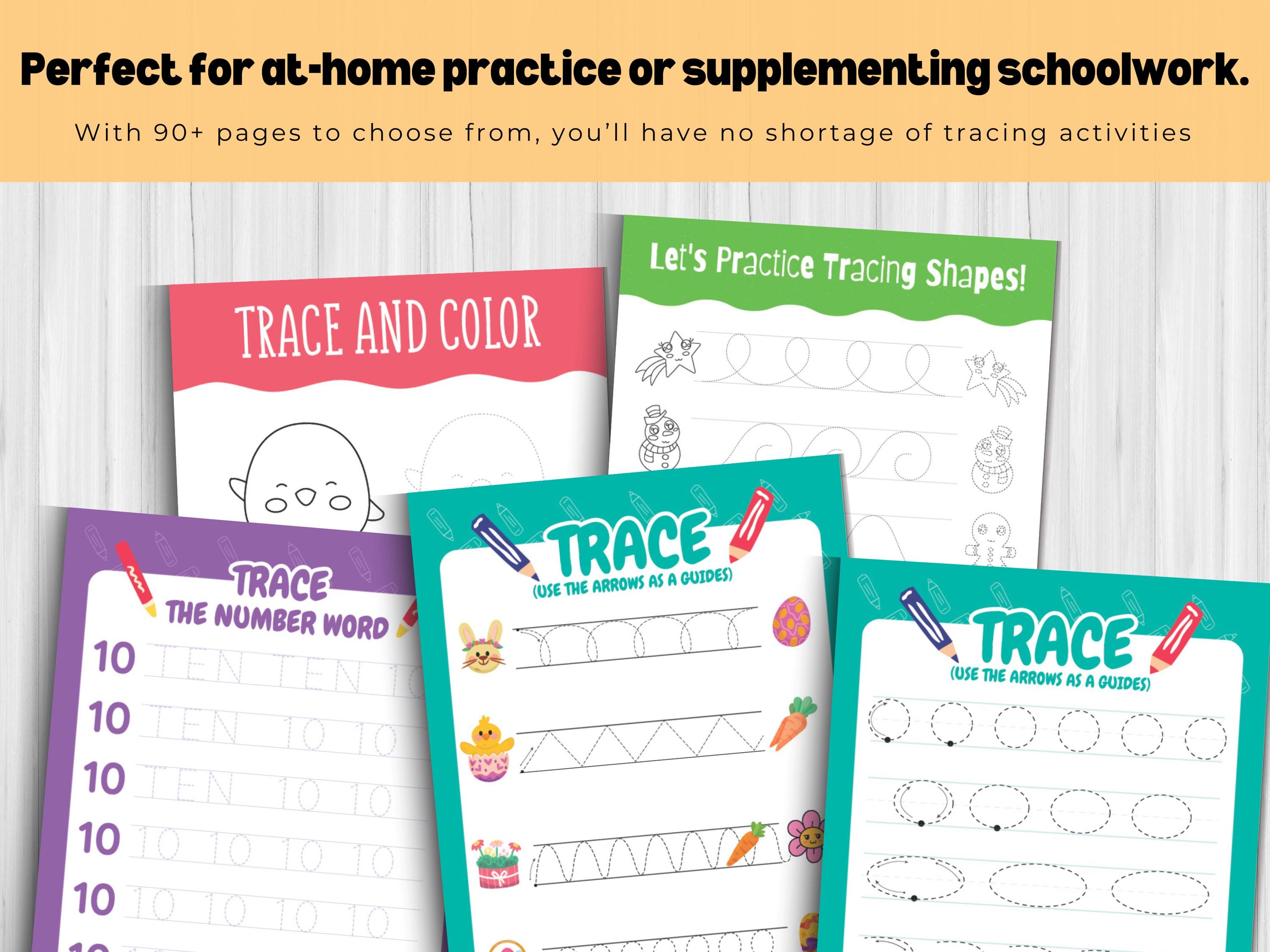 93 Pencil Control Tracing Workbook for Kids – Pages of Fun and Colorful ...