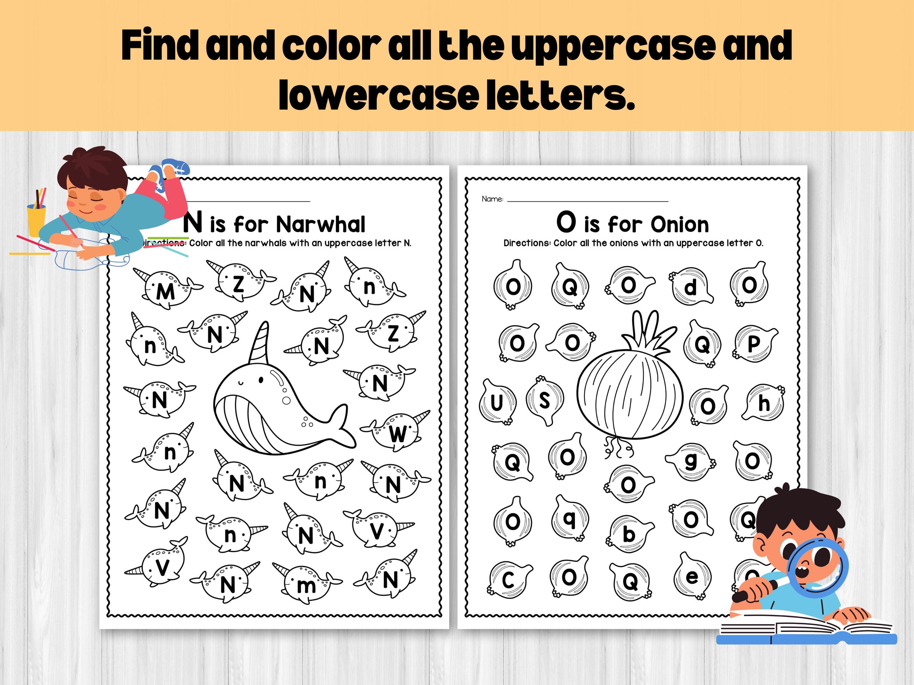 Alphabet Find and Color Worksheets – Printable PDF & JPG Activity Pages ...