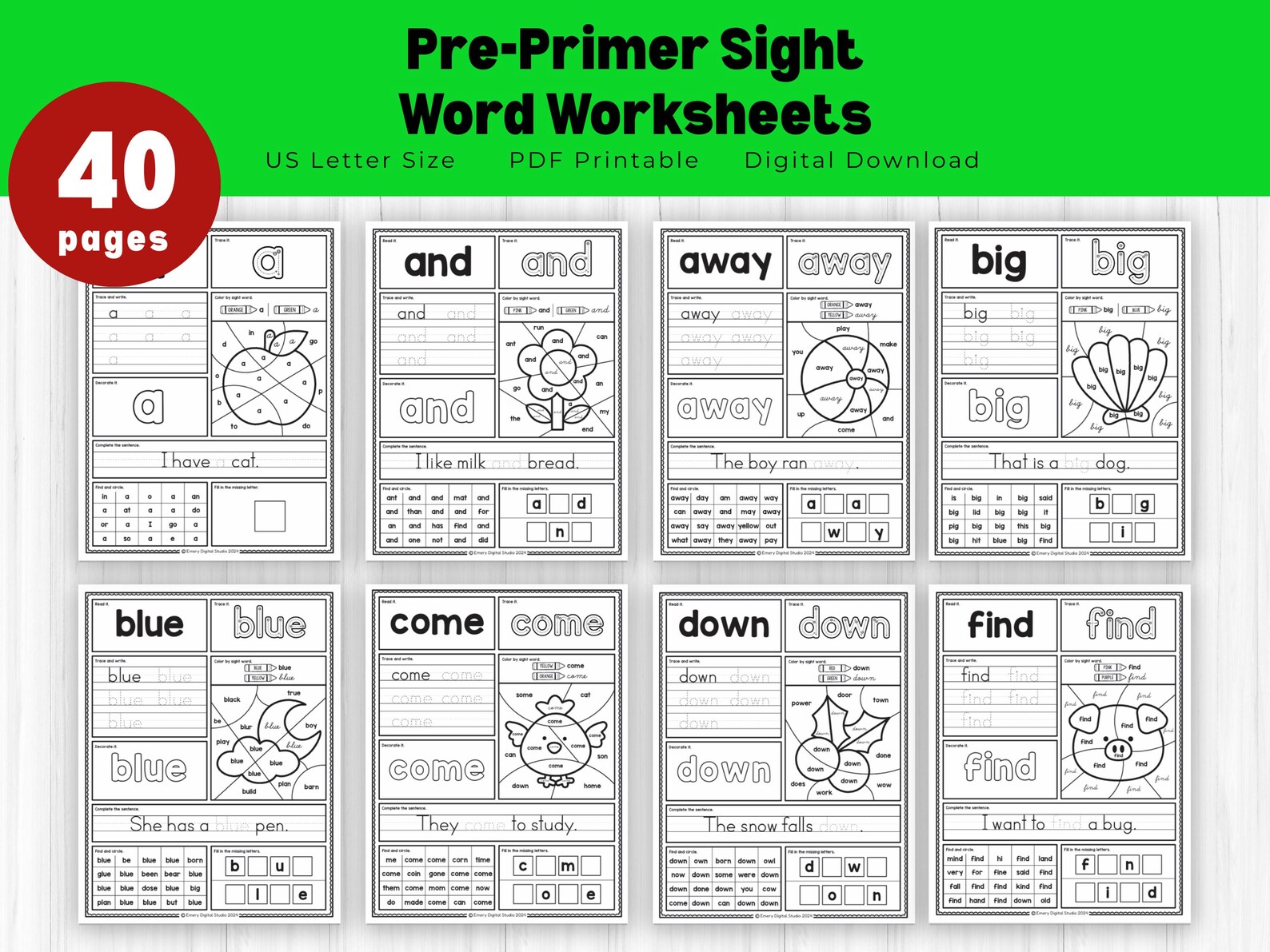 Kindergarten Sight Word Worksheets | 150 Pages | Pre-primer, Dolch ...