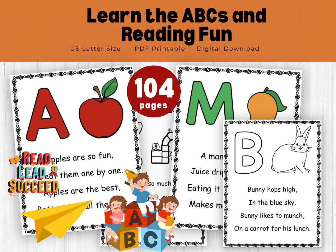 104 Page Preschool & Kindergarten ABC Worksheets | Alphabet Poems ...