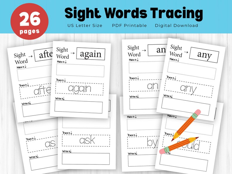 Sight Words Worksheets for Preschool and Kindergarten | 62 Pages ...