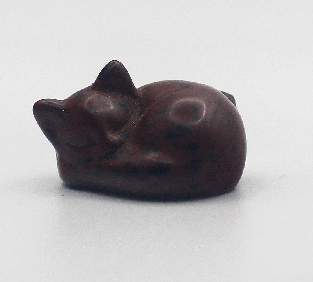 Mahogany Obsidian Sleeping Cat - Etsy