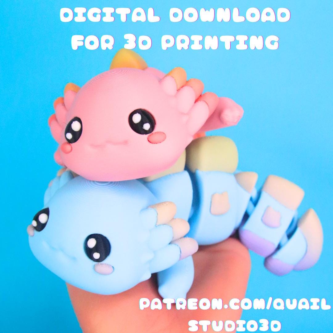 Axolotl Flexi STL File | 3D Printed Cute Articulated Axolotl, Flexi ...
