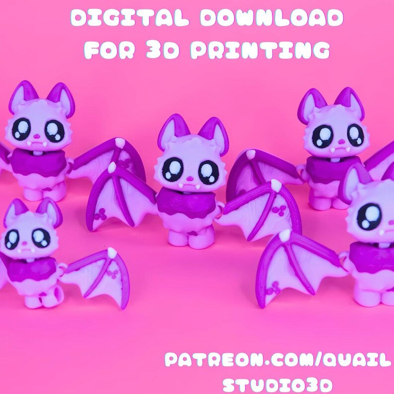 Cute Bat Flexi STL File | 3D Printed Articulated Bat, Flexi Fidget ...