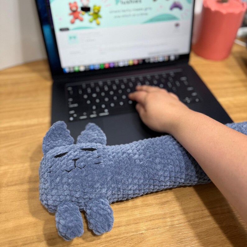 Cat Wrist Rest Crochet Pattern PDF Kawaii Desk Plush Keyboard Cushion ...