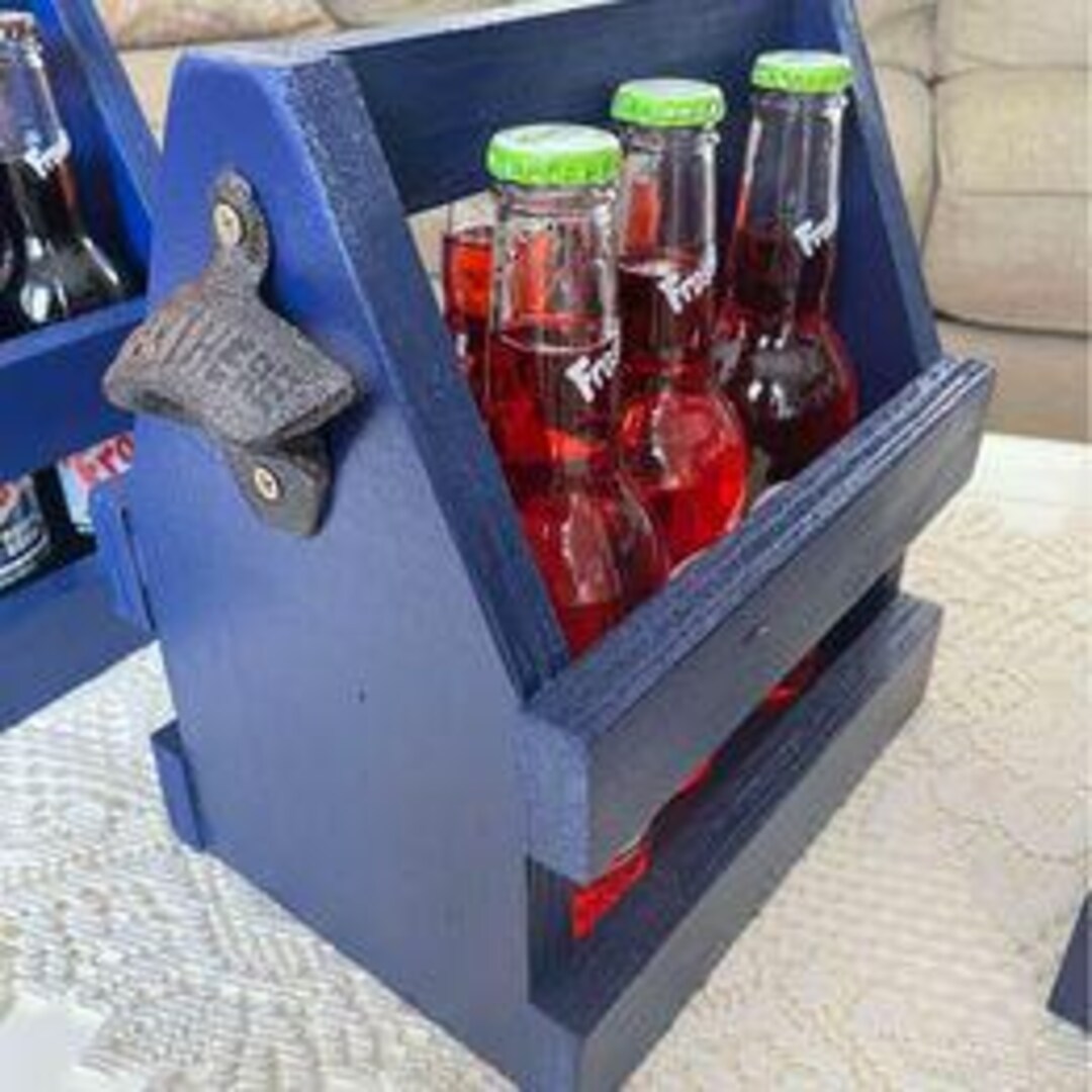 Wood Drink Caddy, Bottle Carrier, Beer Caddy, Beer Tote, Wooden Holder ...