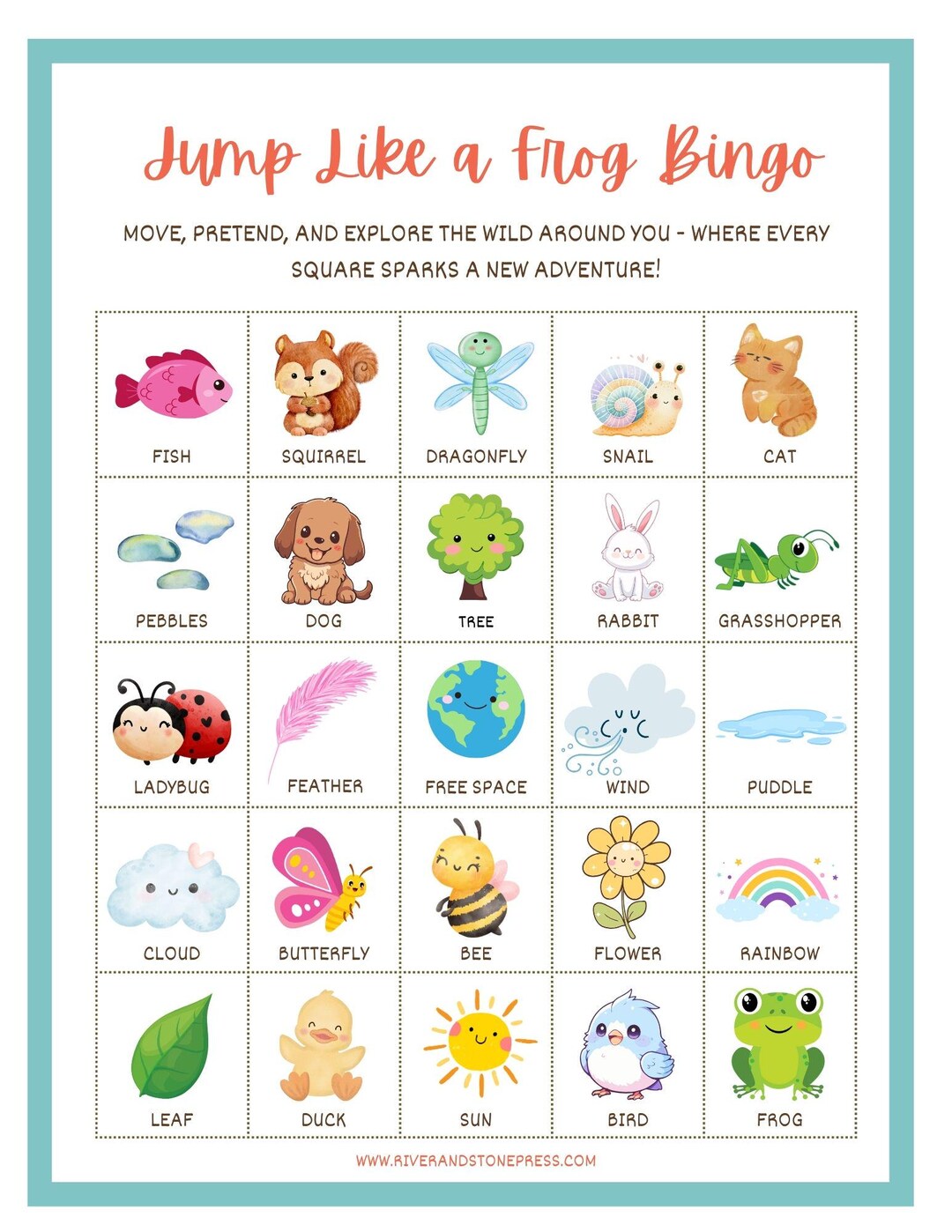 Jump Like a Frog Bingo, Active & Creative Game for Kids, Fun Indoor and ...