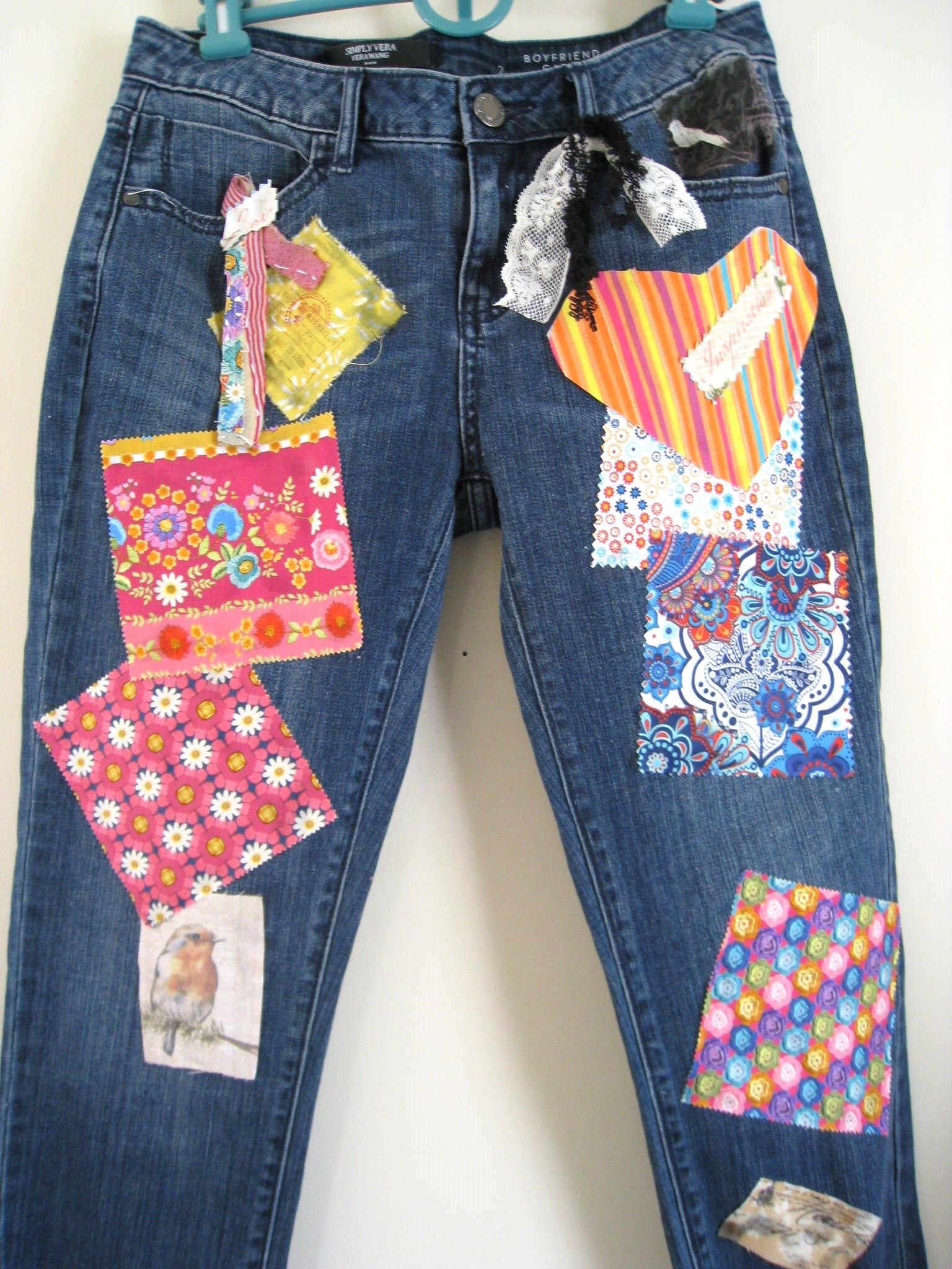 One of a Kind Bohemian Patchwork Denim Capris, Upcycled Jeans, Hippie Fashion Upcycle Art to ...