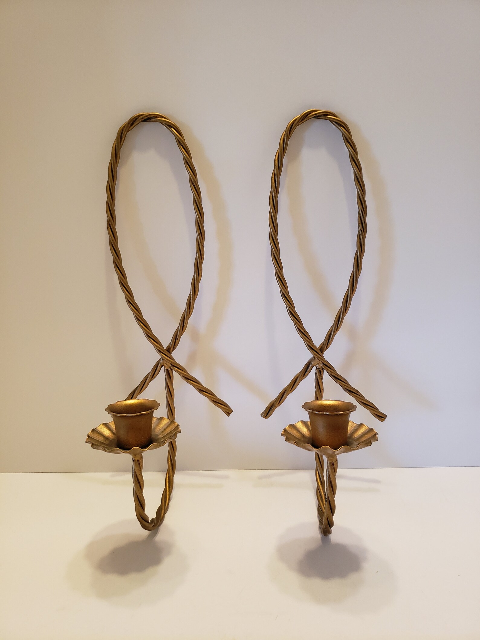 Golden Rope Wire Candle Sconces and Wall Shelf Bracket - Etsy