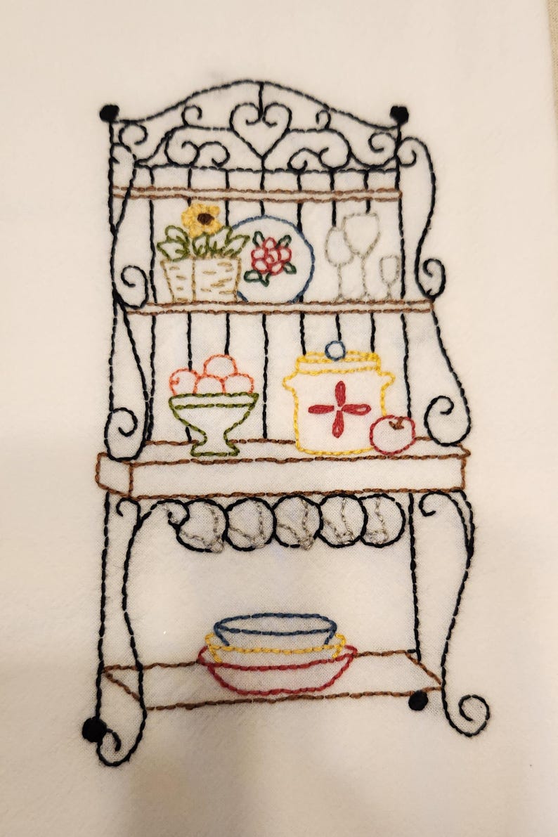 Hand Embroidered Kitchen Dish Towels – Baker's Rack, Pot Rack Designs ...