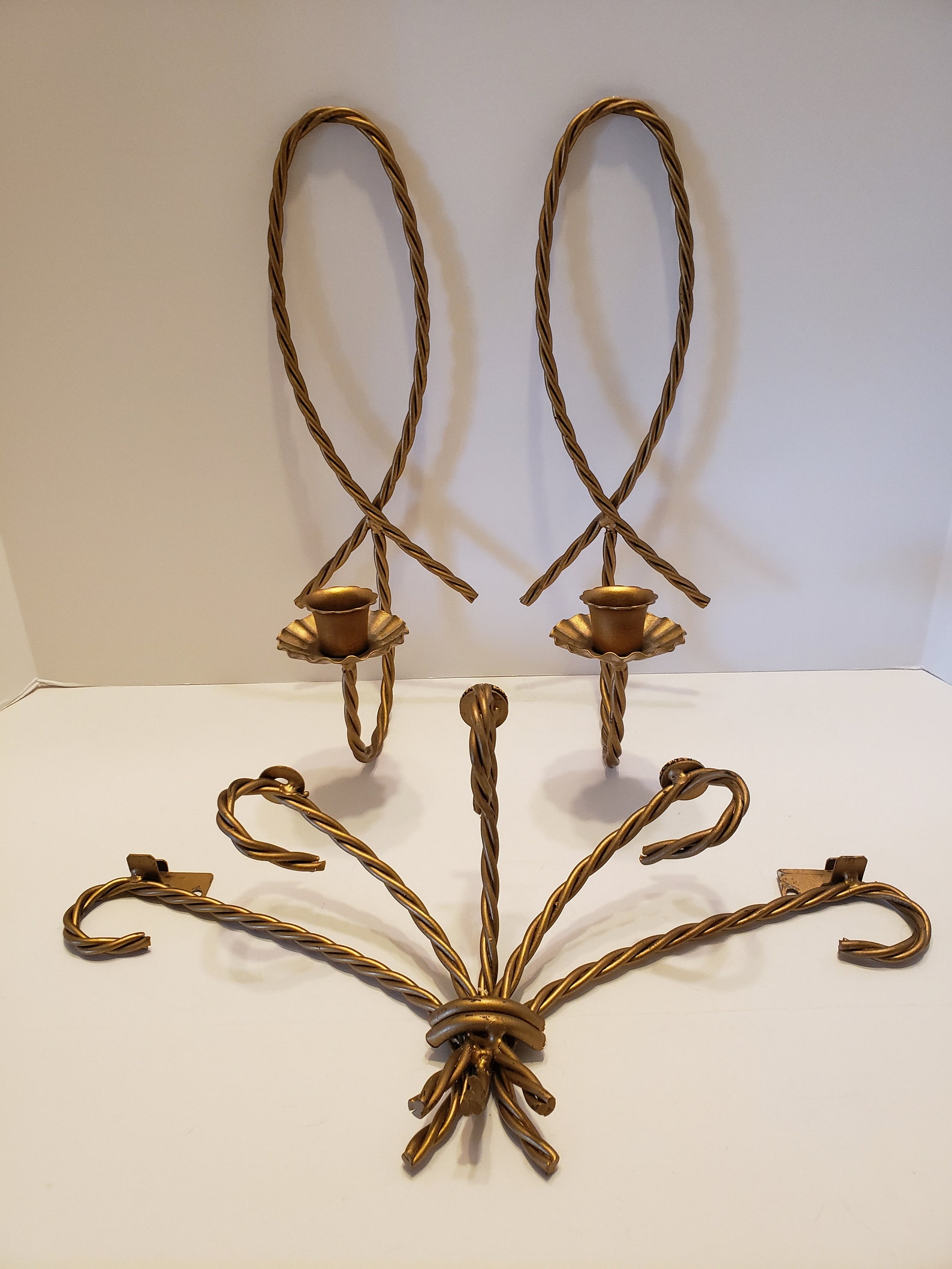 Golden Rope Wire Candle Sconces and Wall Shelf Bracket - Etsy