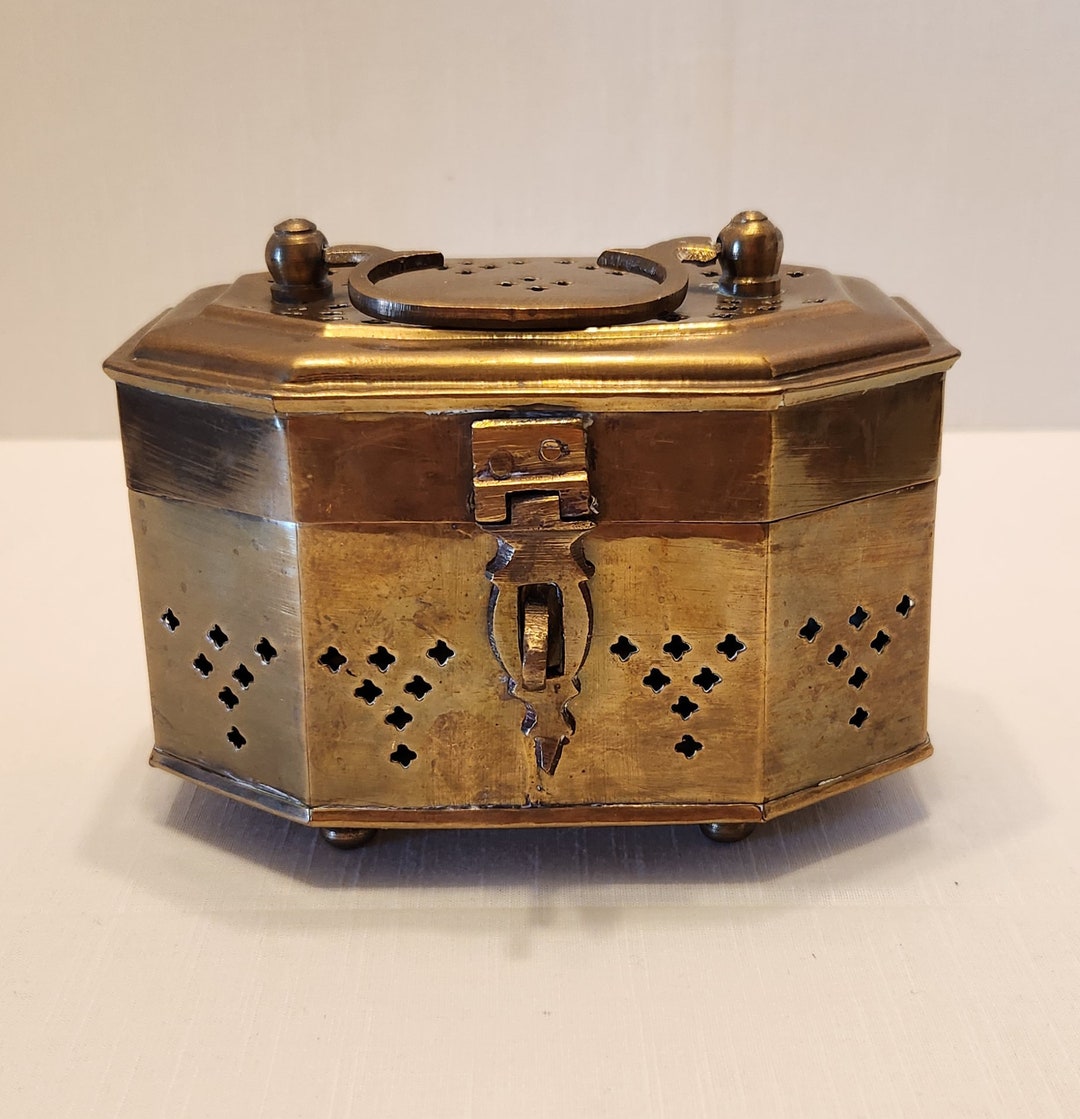 Vintage Brass Cricket Box With Handle and Feet Original Natural Patina ...