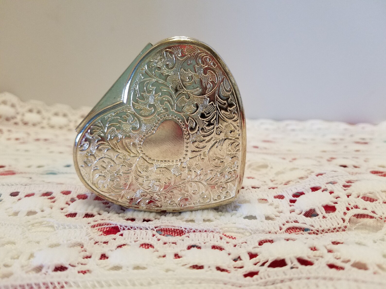 Heart Ring Box Silver Plate Embossed Box Ring Gift Box - Etsy