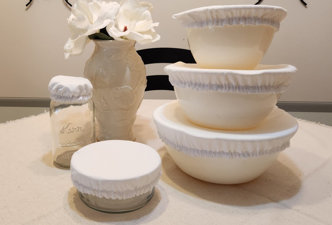 Bowl Covers for Food Storage - FULL SET/6 Covers - Reusable White ...