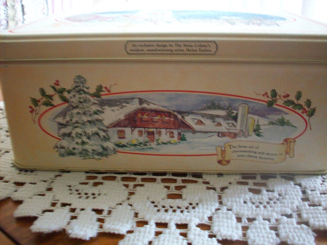 Vintage Swiss Colony Christmas Tin: Helen Endres Monroe WI Design - Etsy