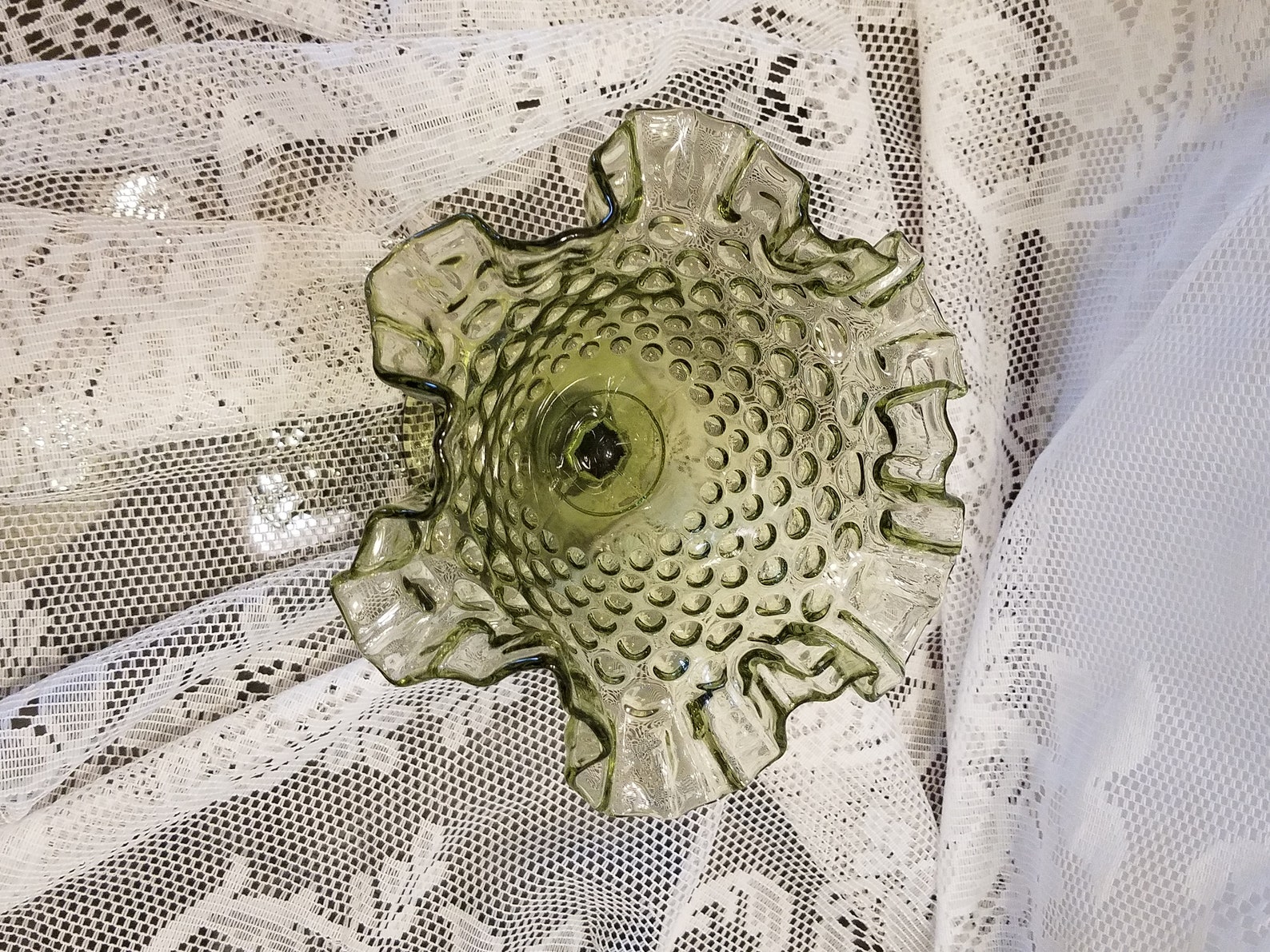 Fenton Candy Dish Hobnail Compote Dish With Ruffled Edge - Etsy