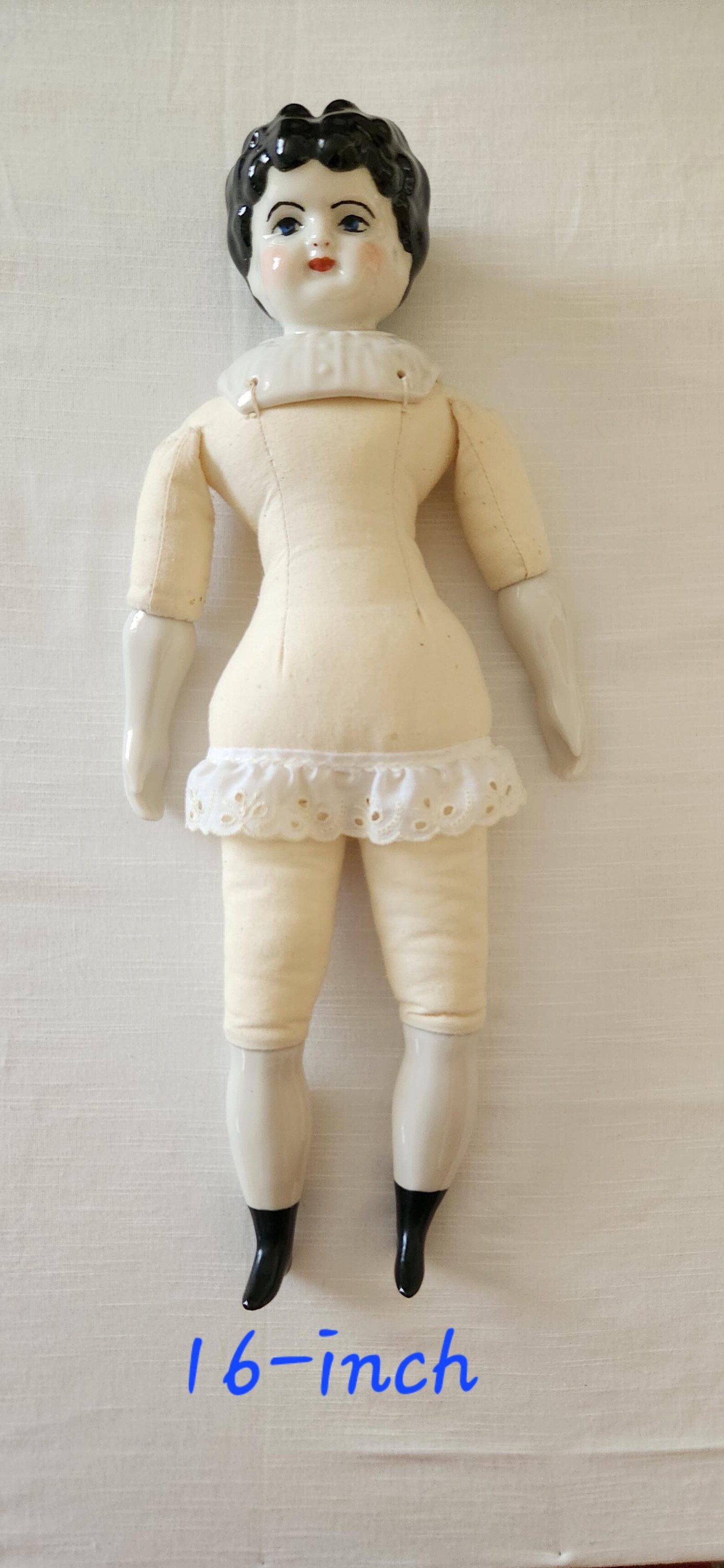 Vintage China Head Cloth Body Doll: Handmade Craft Art Doll - 16" & 11. ...