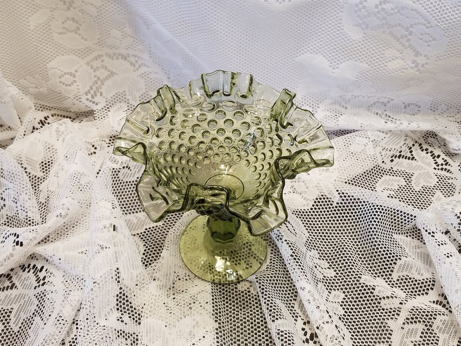 Fenton Candy Dish Hobnail Compote Dish With Ruffled Edge - Etsy
