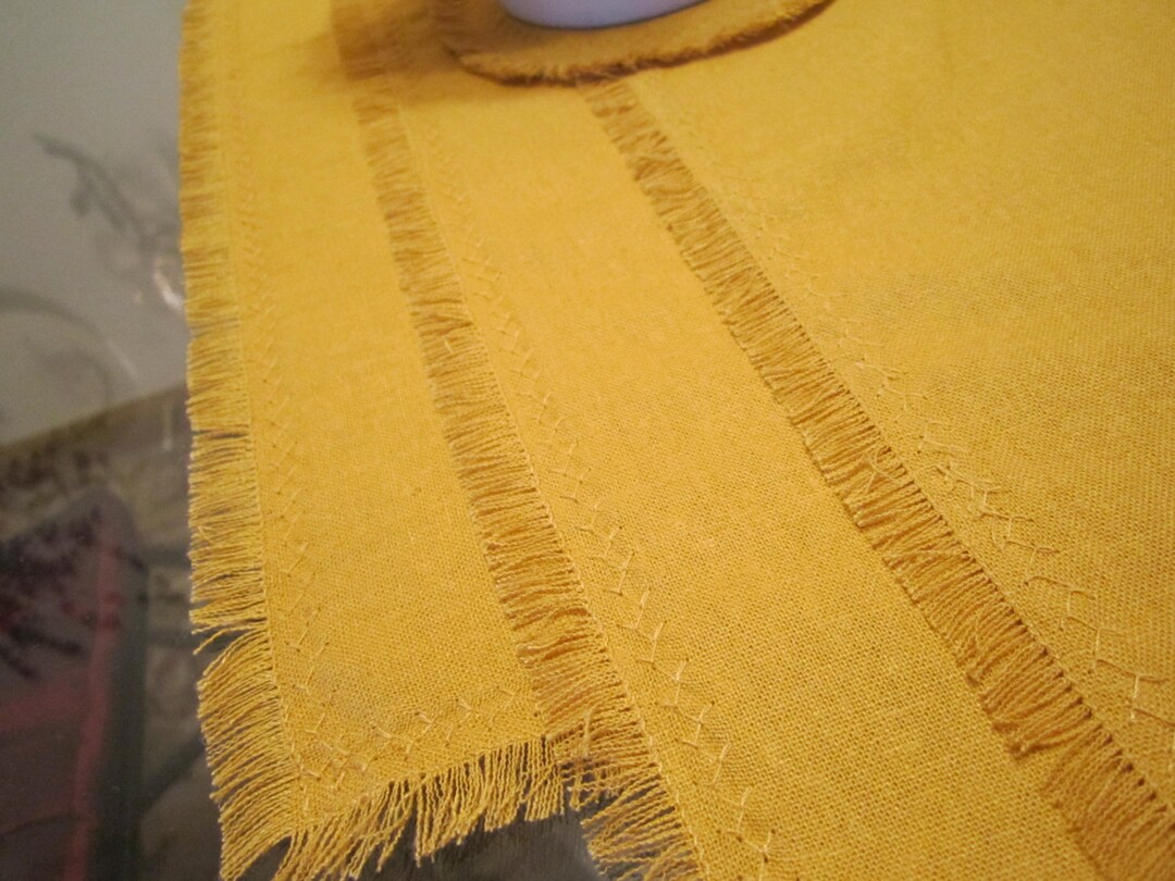 SQUARE Linen Blend Fabric Napkins/placemats With Fringed Edges - 14 ...